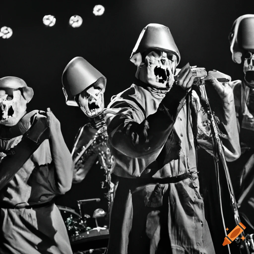 Devo band playing halloween concert on Craiyon
