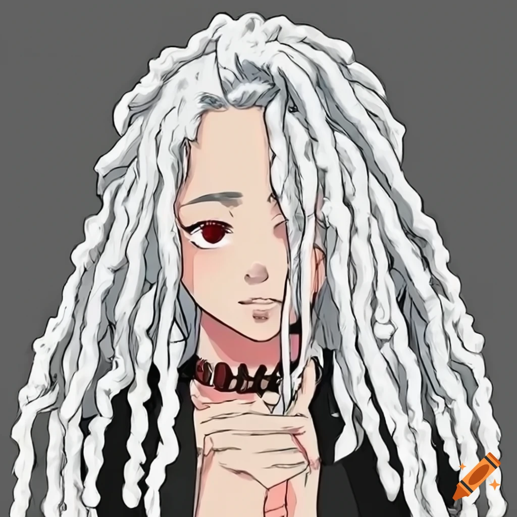 Anime girl with white dreadlocks on Craiyon