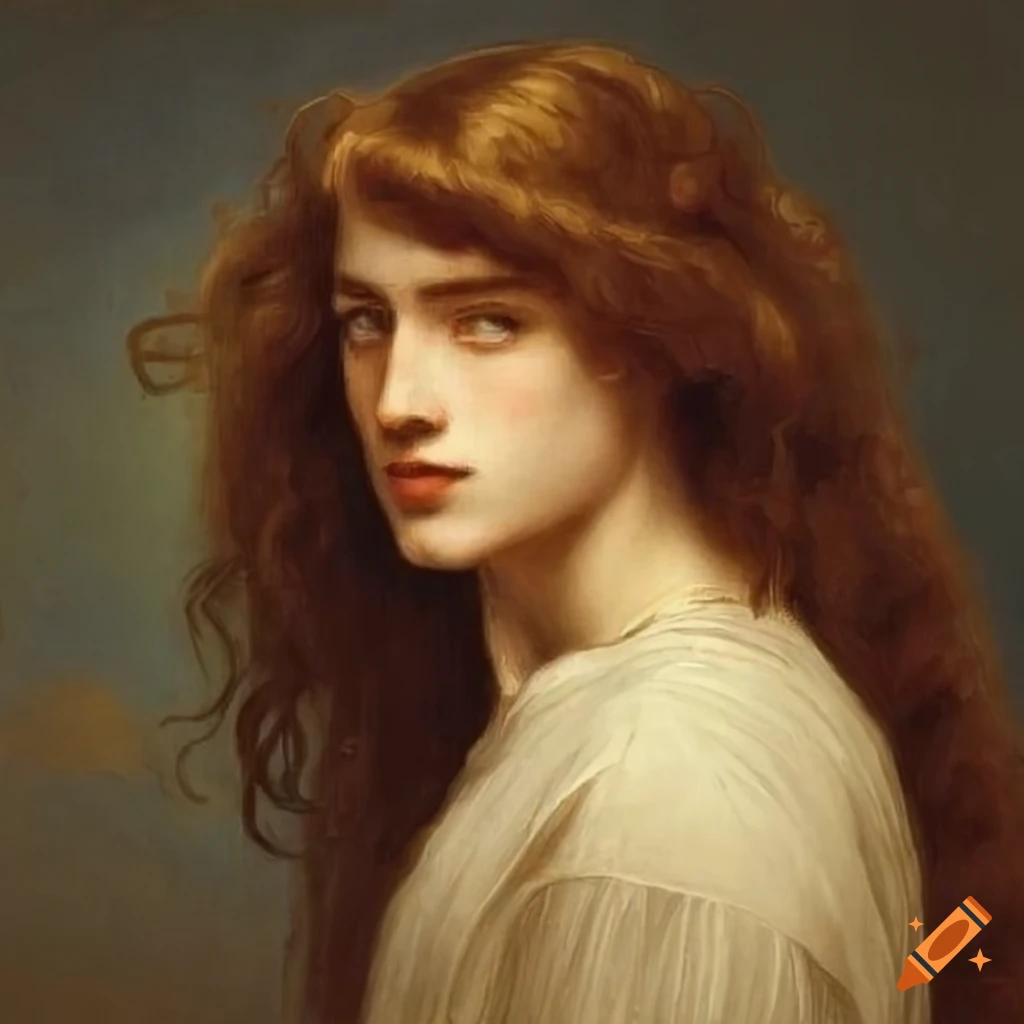 Pre Raphaelite Style Portrait Of A Young Man With Long Hair On Craiyon