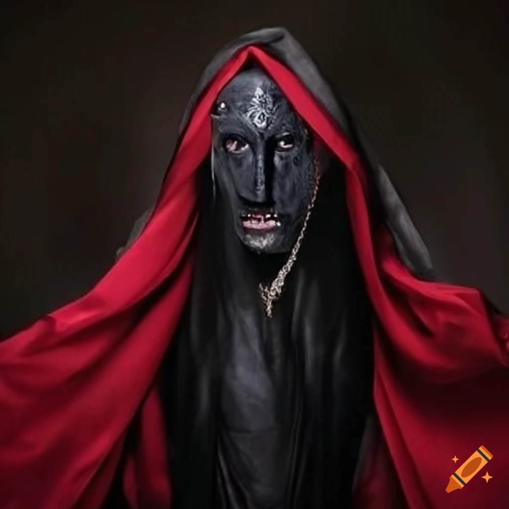 Illustration of an Arabian vampire with traditional garment on Craiyon