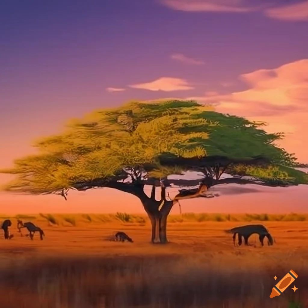 Image of a savannah biome on Craiyon