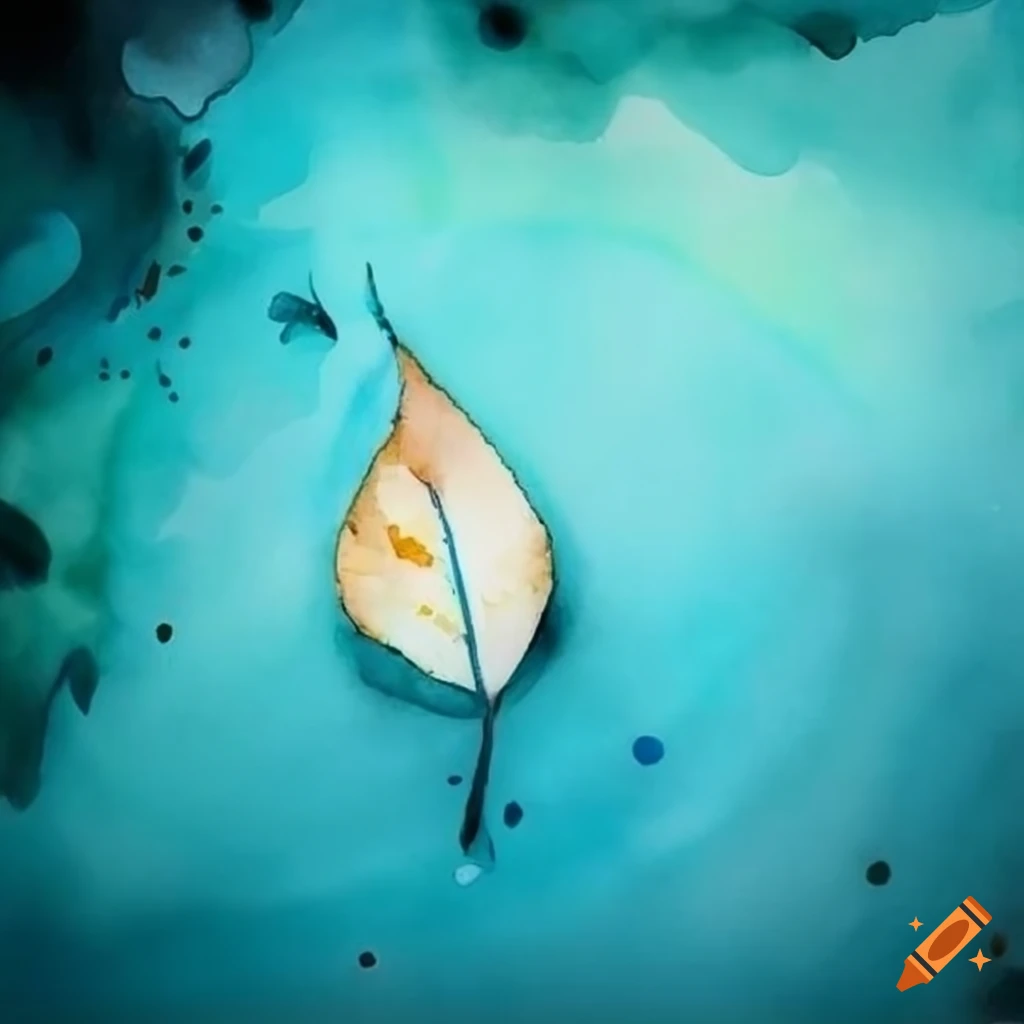 Watercolor painting of a leaf on water on Craiyon