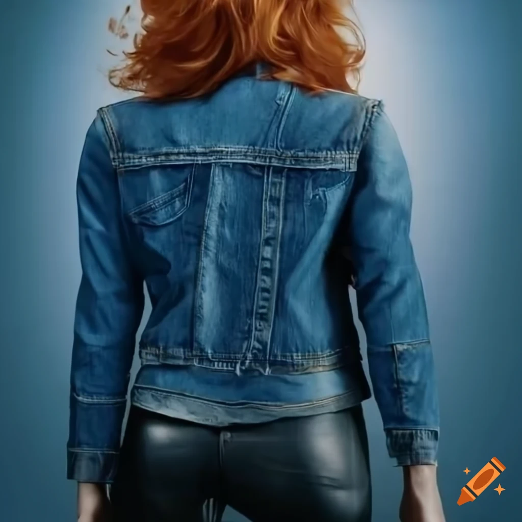 Close-up photograph of Emma Watson in a denim jacket and black leather ...