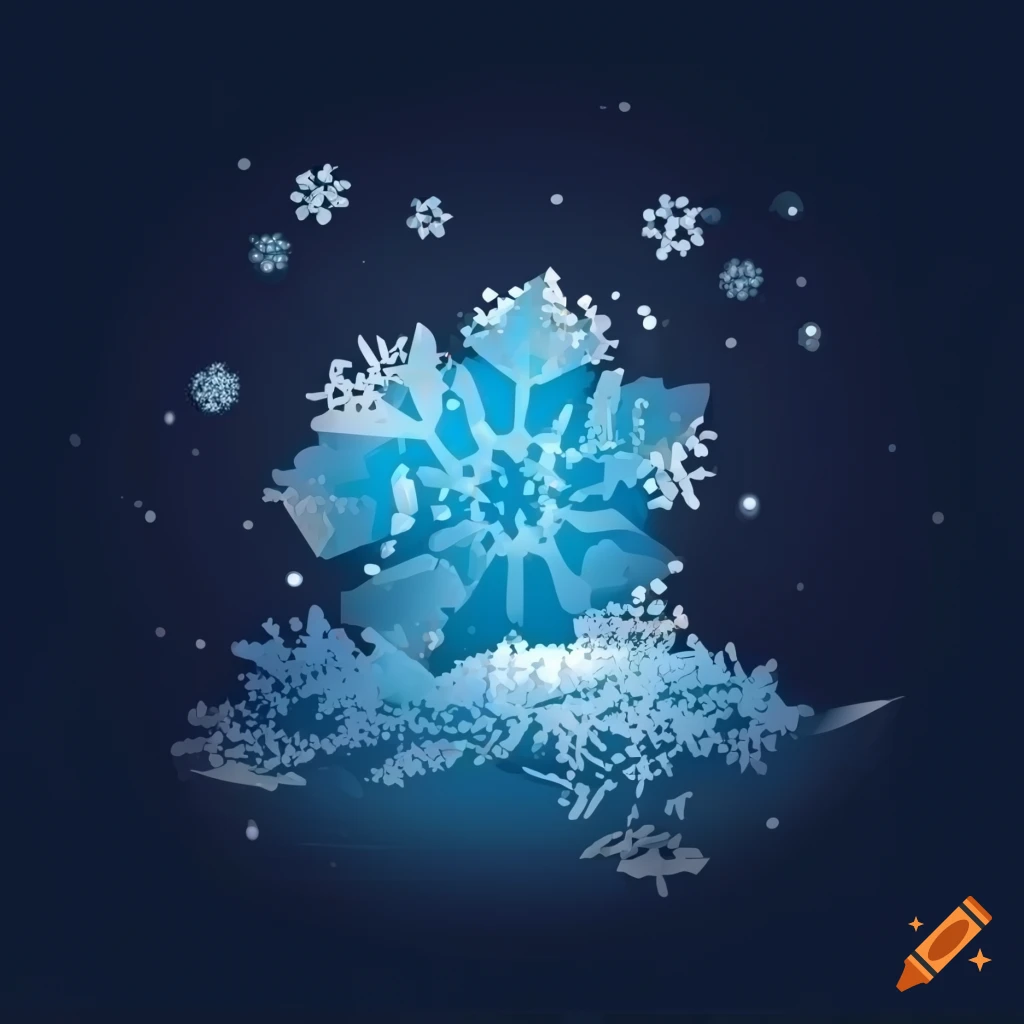 Logo design of floating ice crystals on snowy background on Craiyon