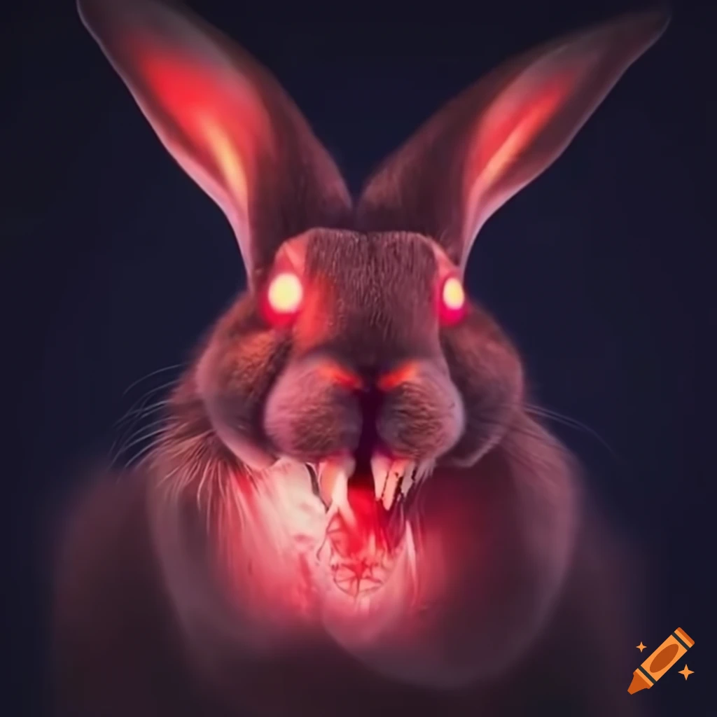 Horror illustration of a menacing rabbit on Craiyon
