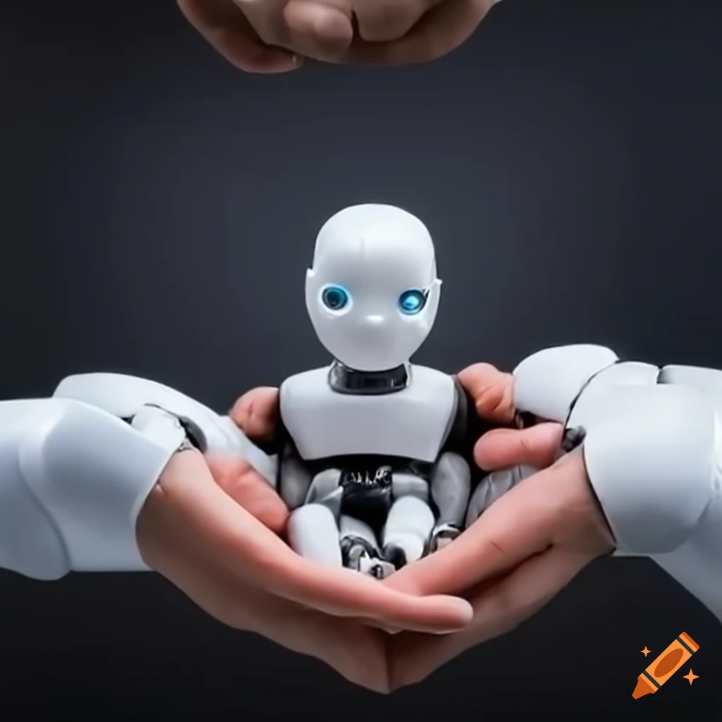 Image of ai robots holding hands on Craiyon