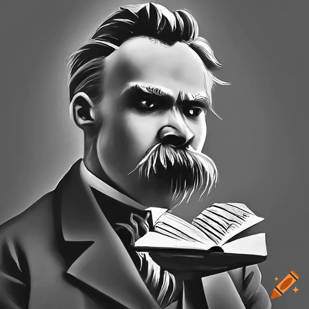 Portrait of Nietzsche reading a book on Craiyon