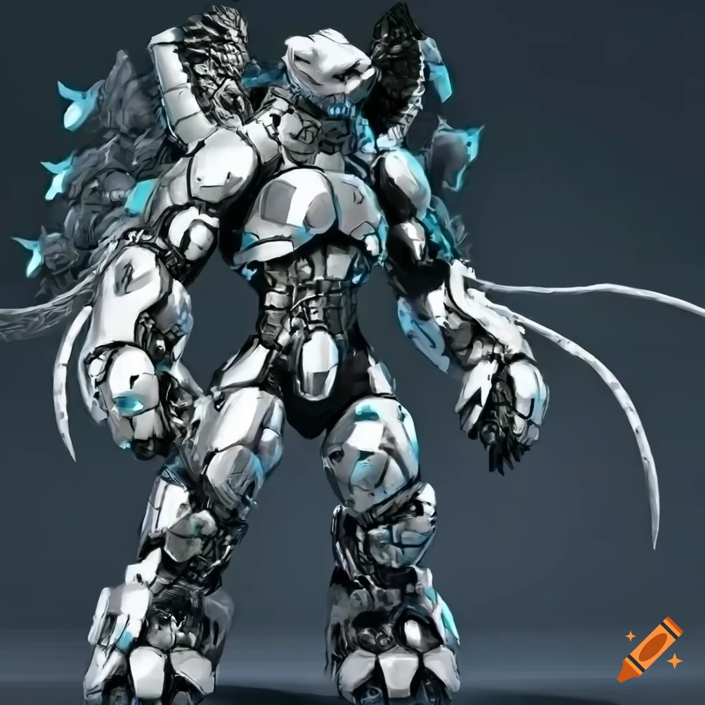 Illustration of a black snapping turtle kaiju cyborg on Craiyon