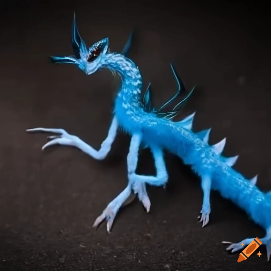Adorable blue creature with spikes and tail on Craiyon