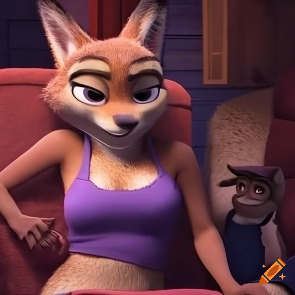 Zootopia movie character posing in her room on Craiyon