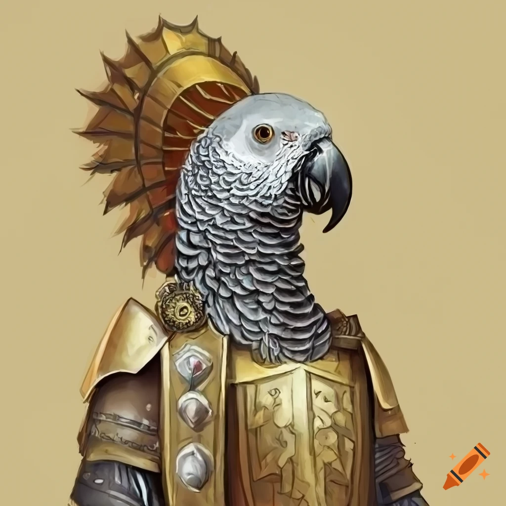 Illustration of an anthropomorphic parrot in cleric attire on Craiyon