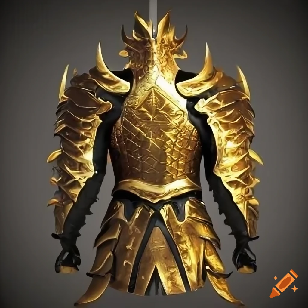 Image of gold and black dragon armor on Craiyon