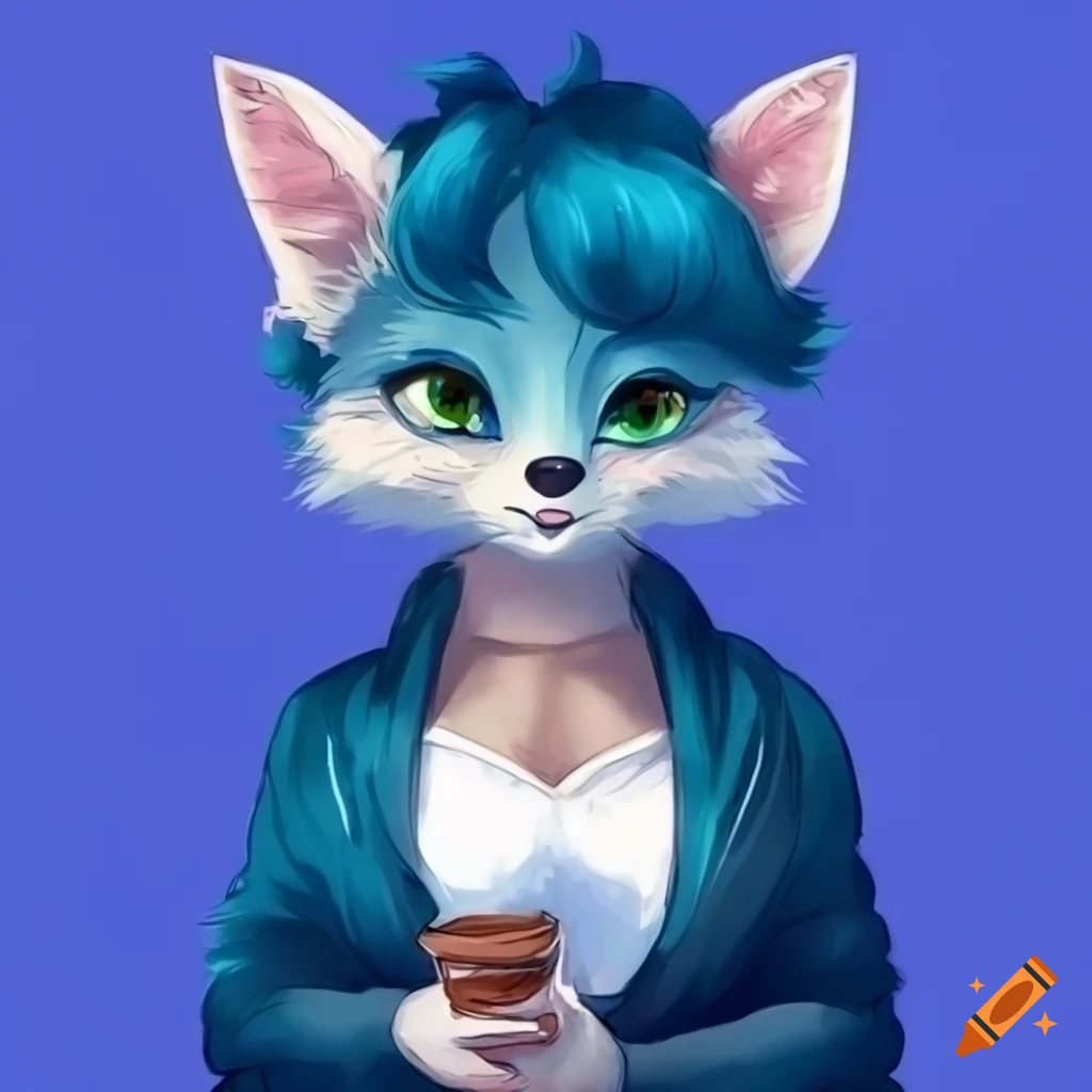 Artwork of a cute blue fox in a fall forest on Craiyon