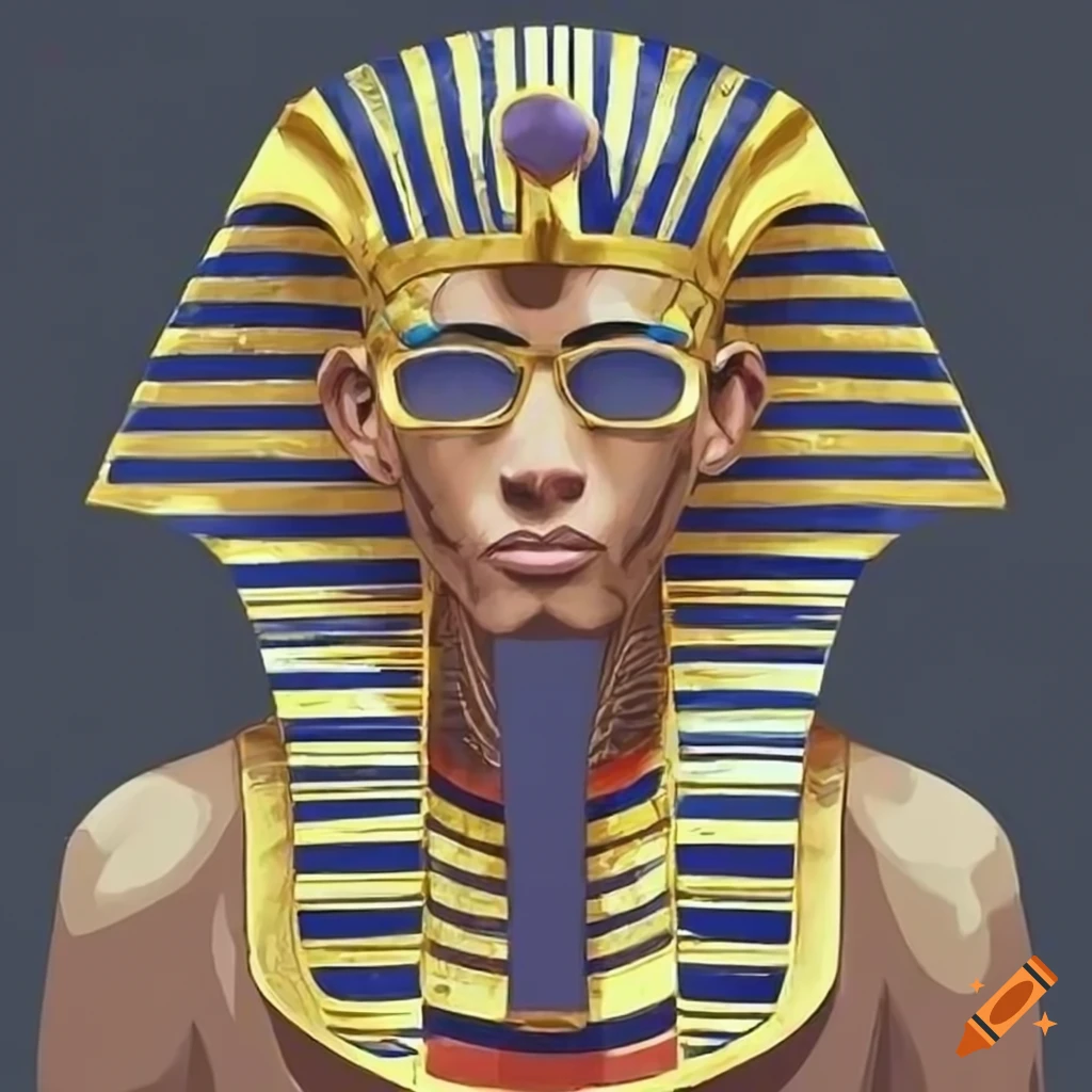 Artistic portrait of a stylish pharaoh with glasses on Craiyon