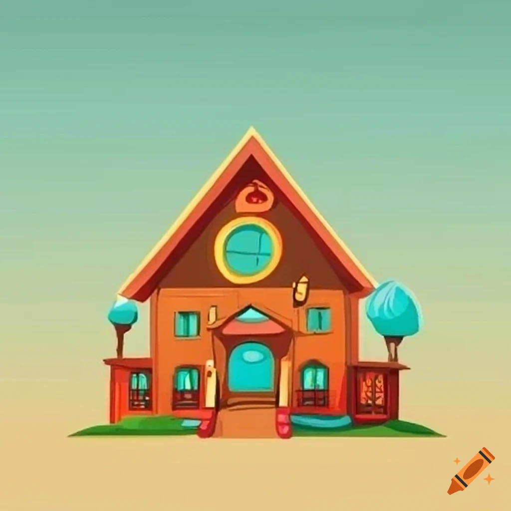 Cartoon style illustration of a club house on Craiyon