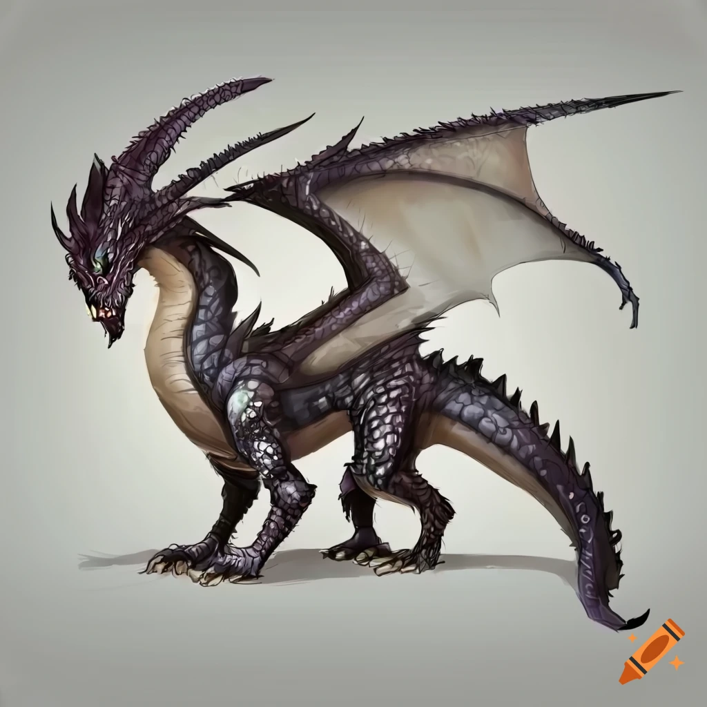 Side view concept designs of a dragon on Craiyon
