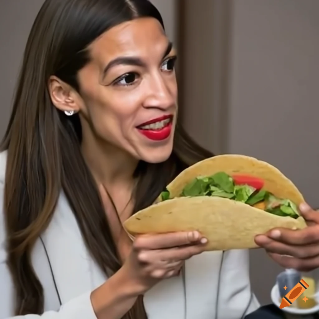 Aoc holding a taco on Craiyon