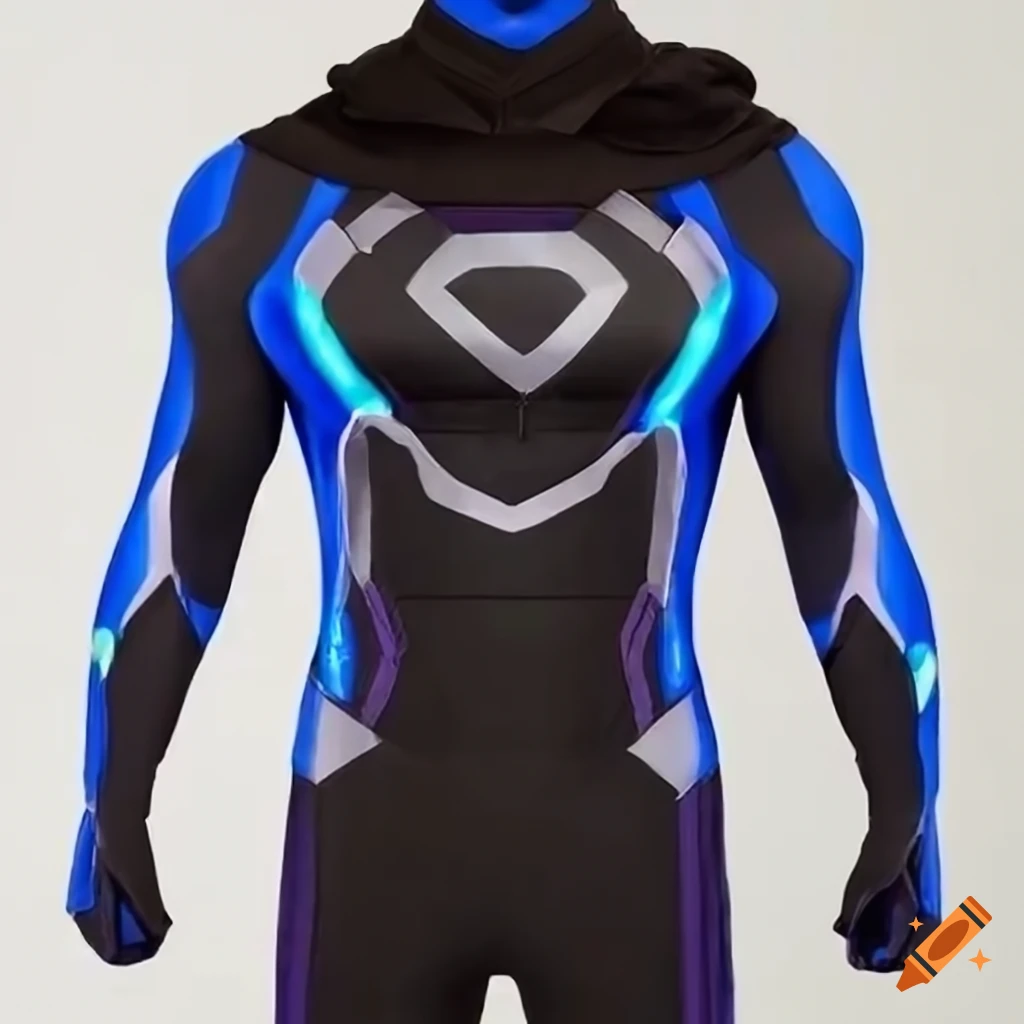 Electric superhero suit with light and dark colors on Craiyon