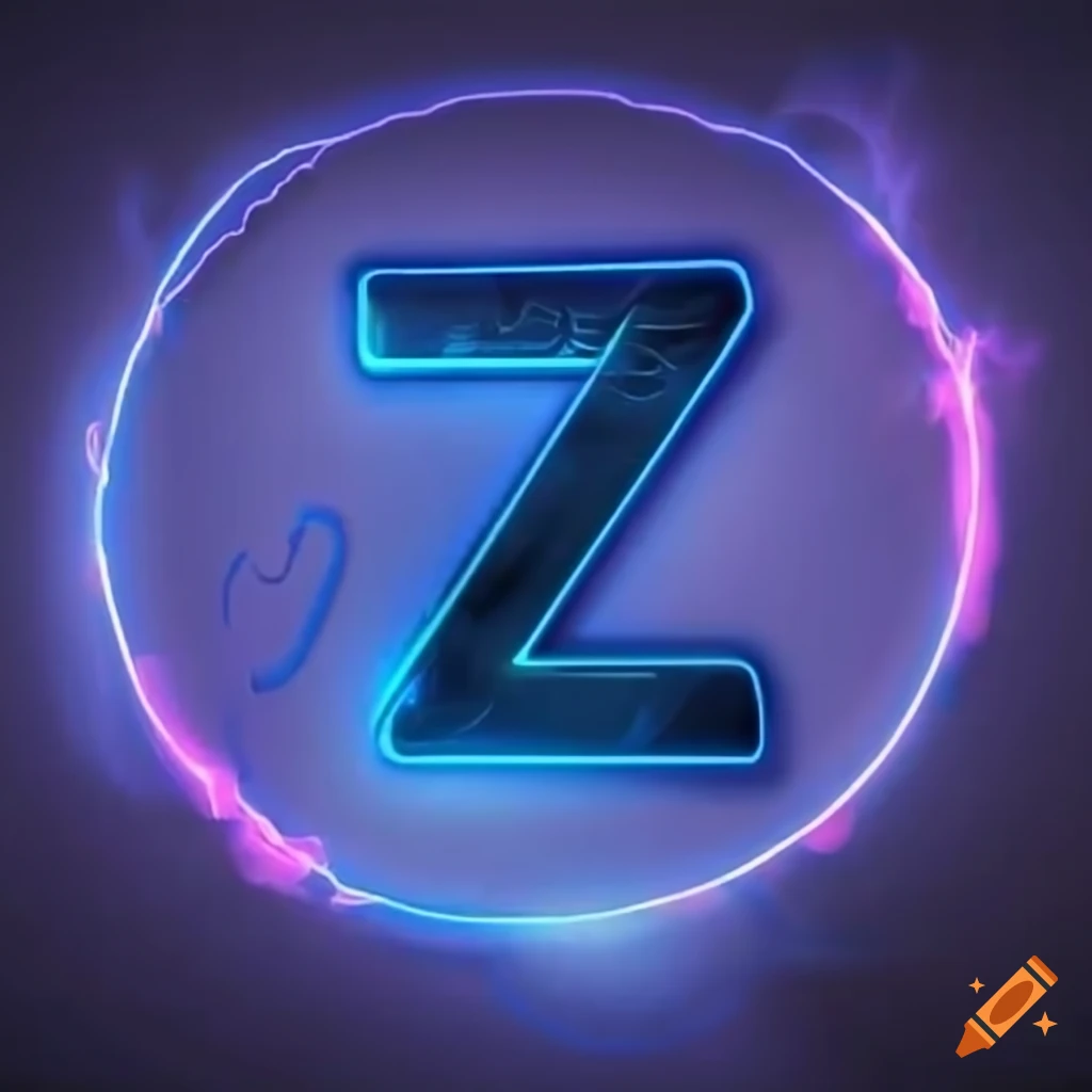 Blue neon letter Z with circle frame and lightning effects on Craiyon