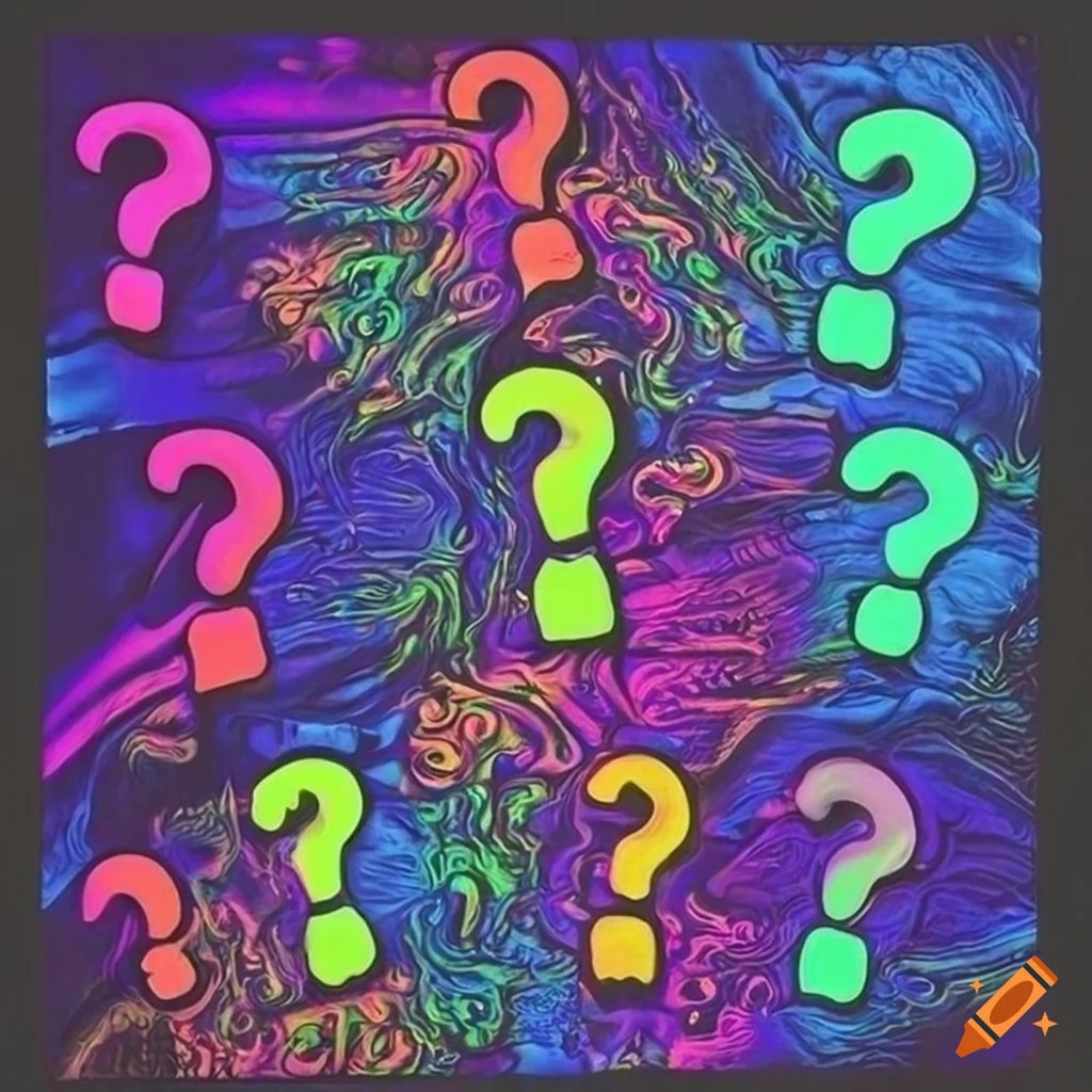 Psychedelic question marks poster on Craiyon