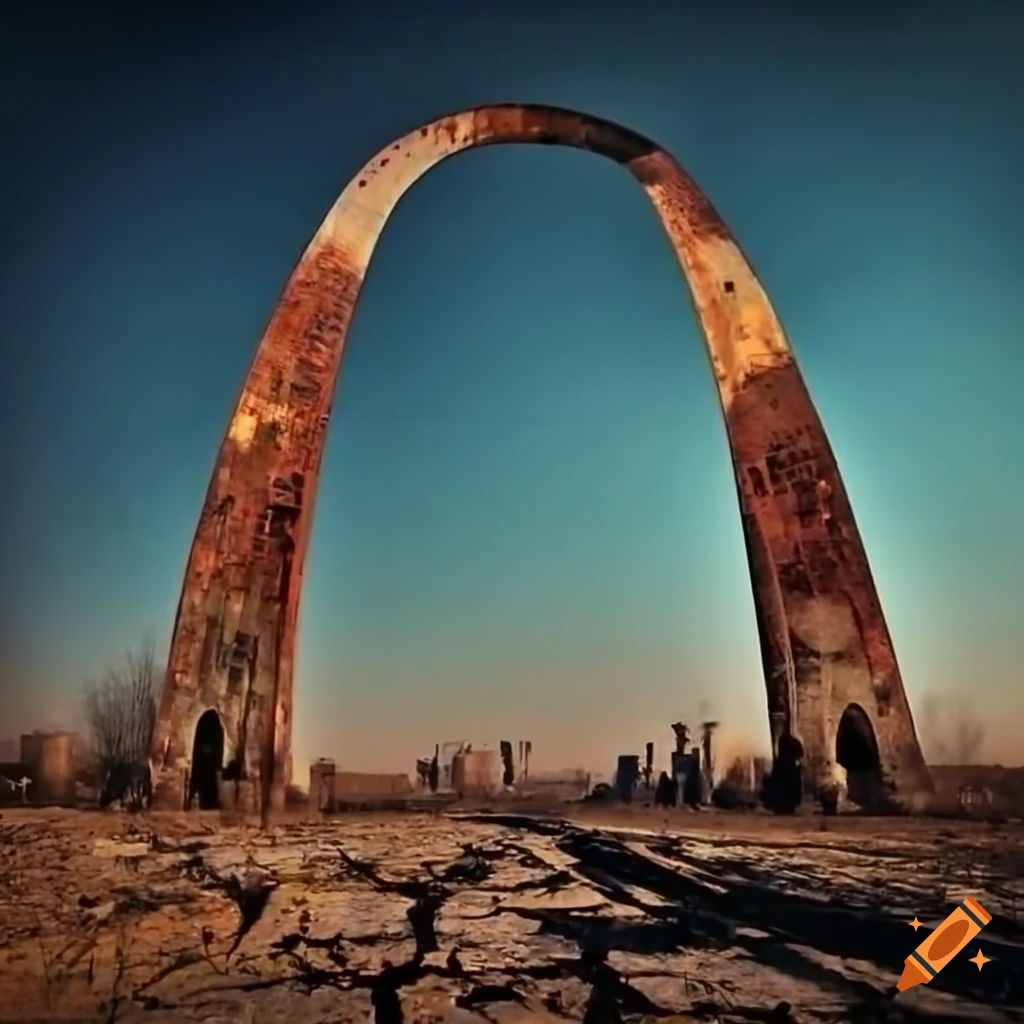 Image of a post-apocalyptic st. louis with a destroyed gateway arch on ...