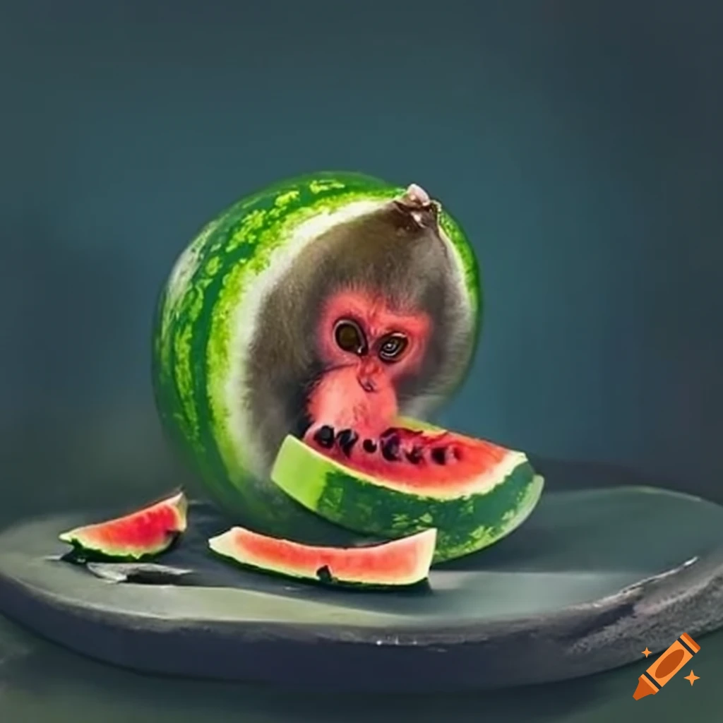 Monkey eating a watermelon on Craiyon
