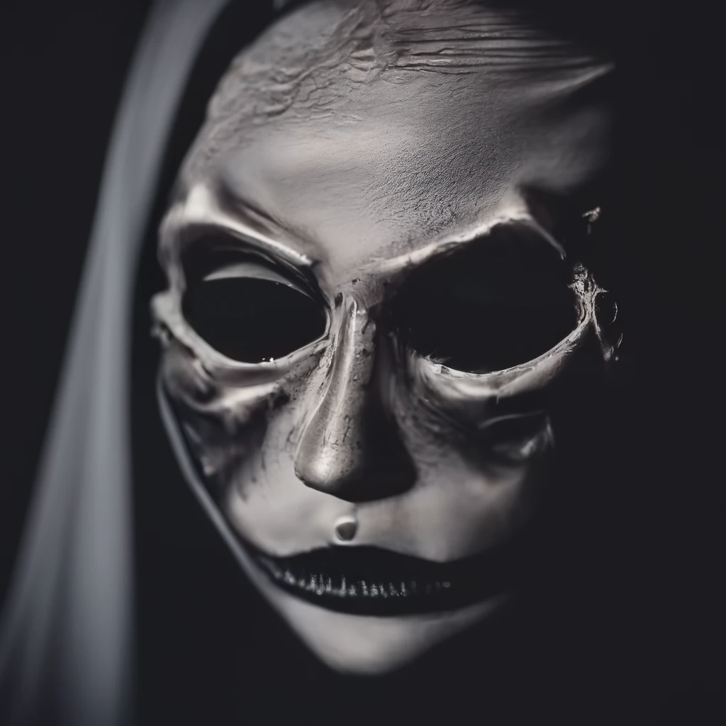 Close-up of a metallic mask with dramatic lighting on Craiyon