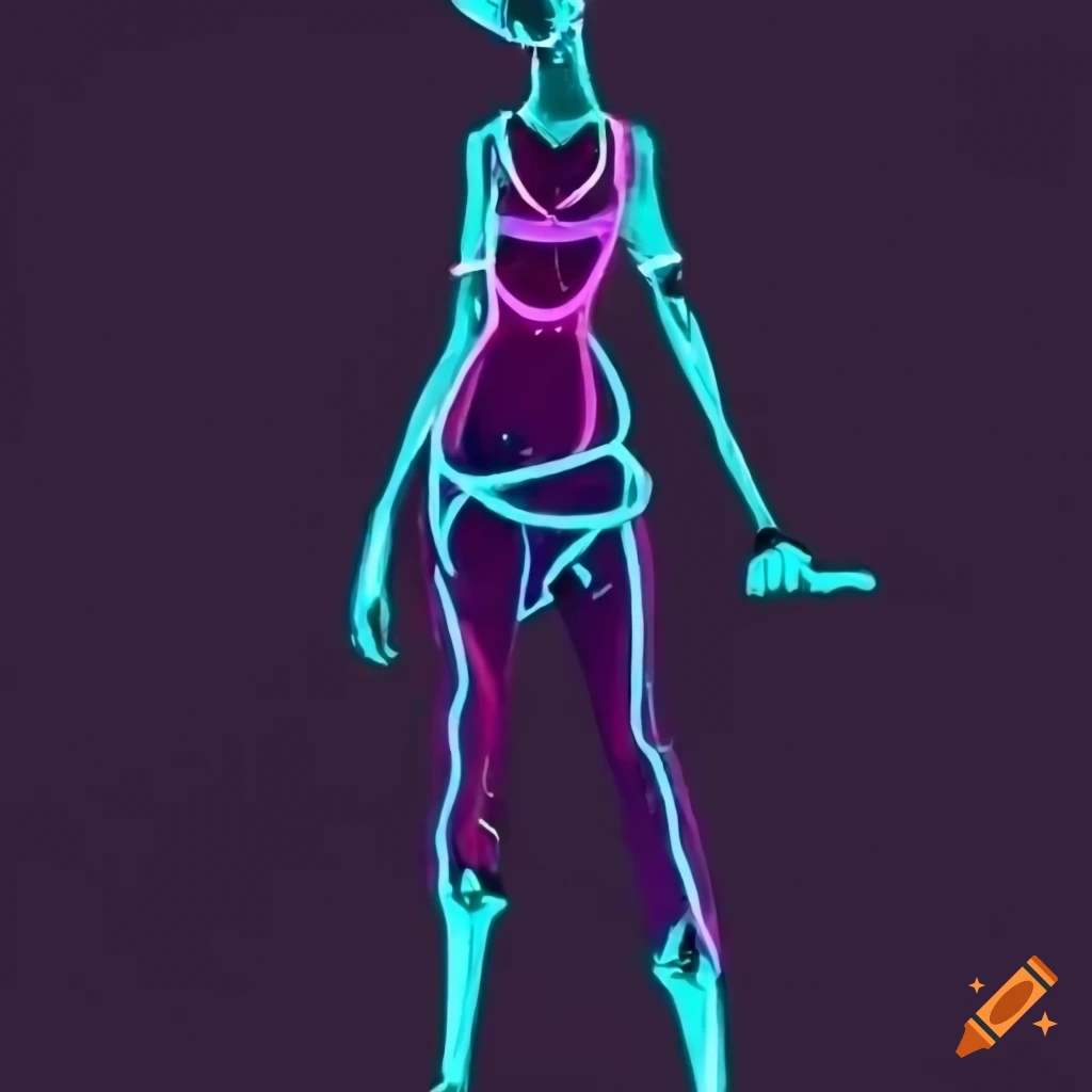 Neon character design in black light on Craiyon