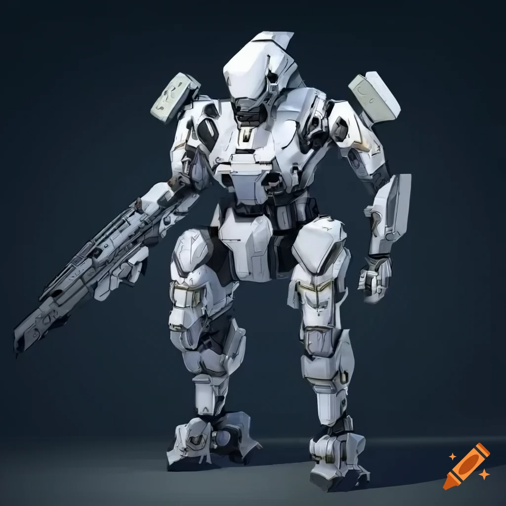 Anime-style mecha sniper with snow camouflage on Craiyon