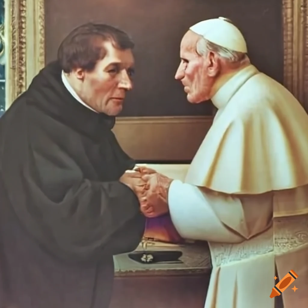 Historic meeting between martin luther and pope john paul ii on Craiyon