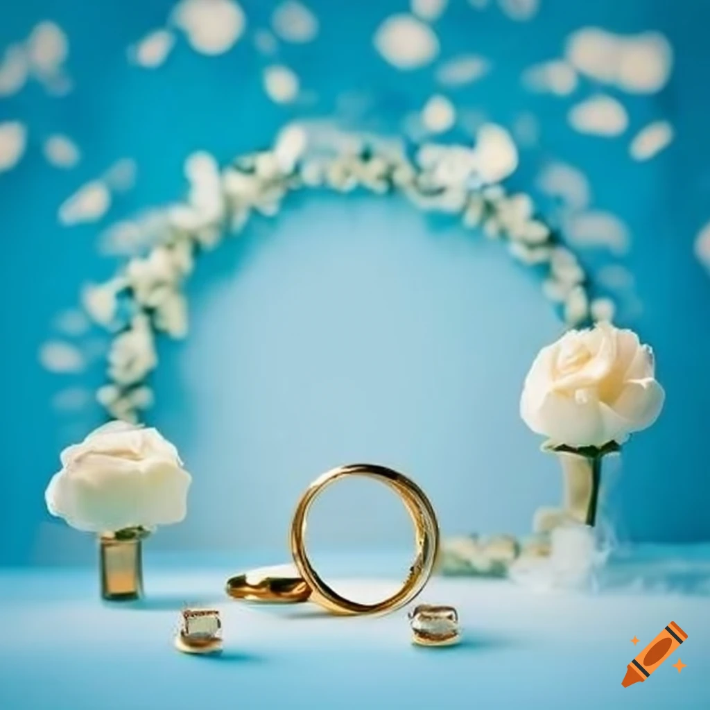 Sky blue background with wedding decorations on Craiyon