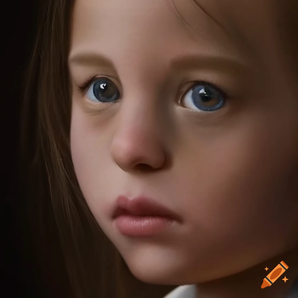 Hyperrealistic portrait of a girl with a sweet look on Craiyon