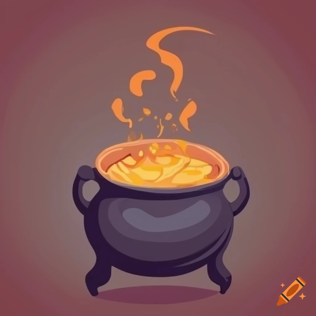 Minimalist vector art of a witch's cauldron on Craiyon