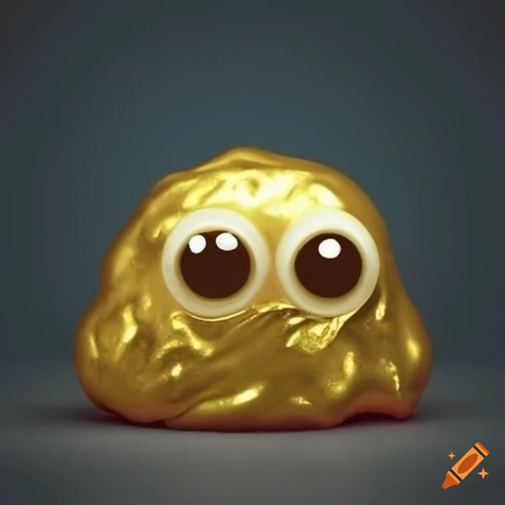 Abstract art of a surprised gold blob on Craiyon