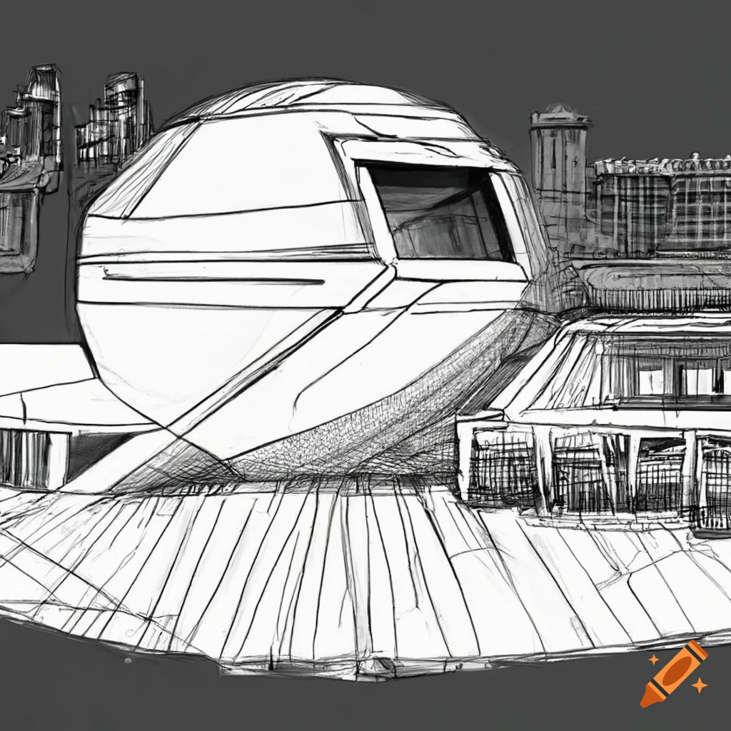 Disruptive concept drawing of a futuristic house on Craiyon