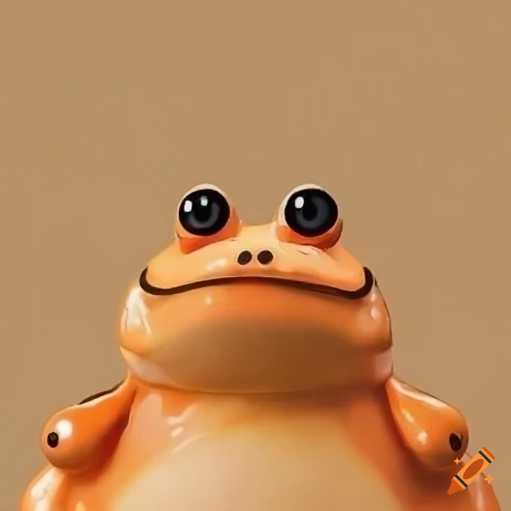 Cute orange frog with big pleading eyes on Craiyon