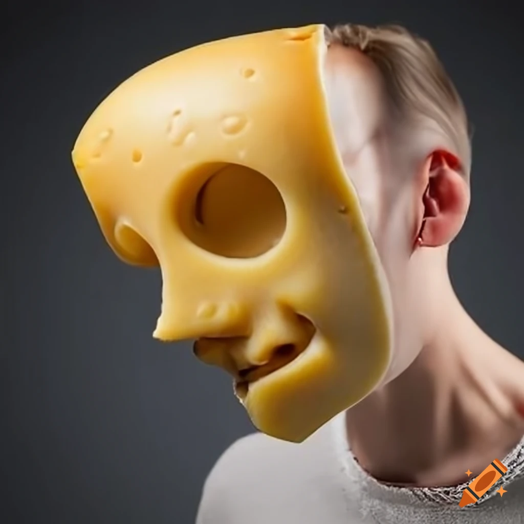 Realistic cheese head product on Craiyon