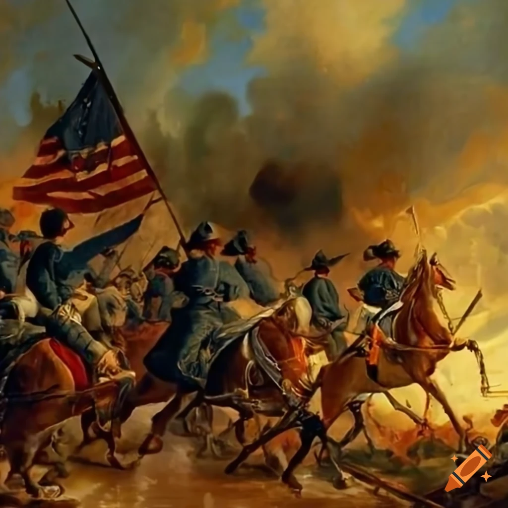 American 19th century painting of a battle on Craiyon