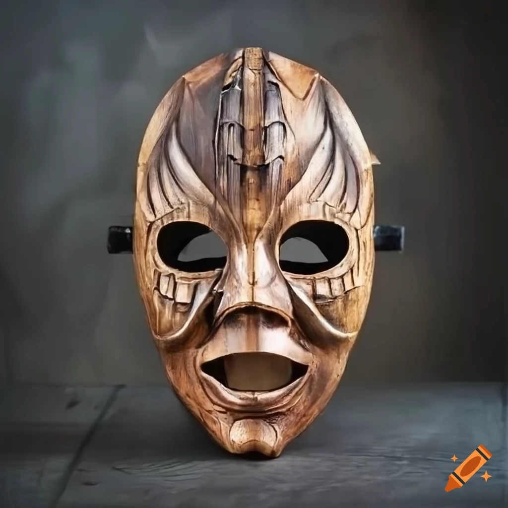 Wooden carved mask inspired by phantom of the opera