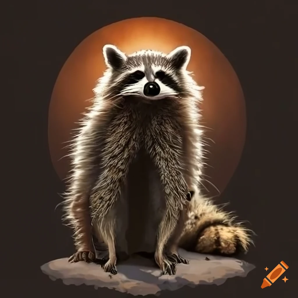 Illustration of a raccoon as the god of death on Craiyon