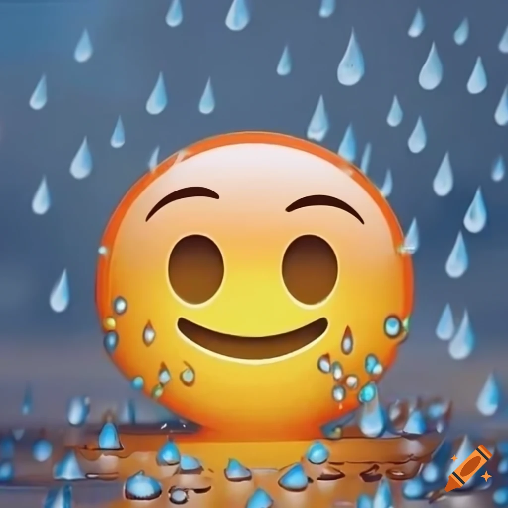 Smiling emoji in the rain on Craiyon