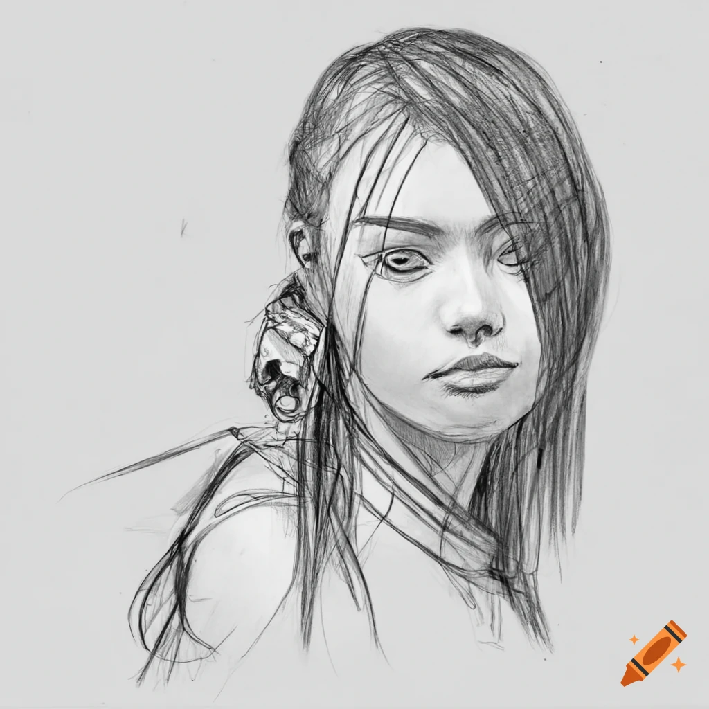 Sketch of a Japanese RPG character in shohei otomo style on Craiyon