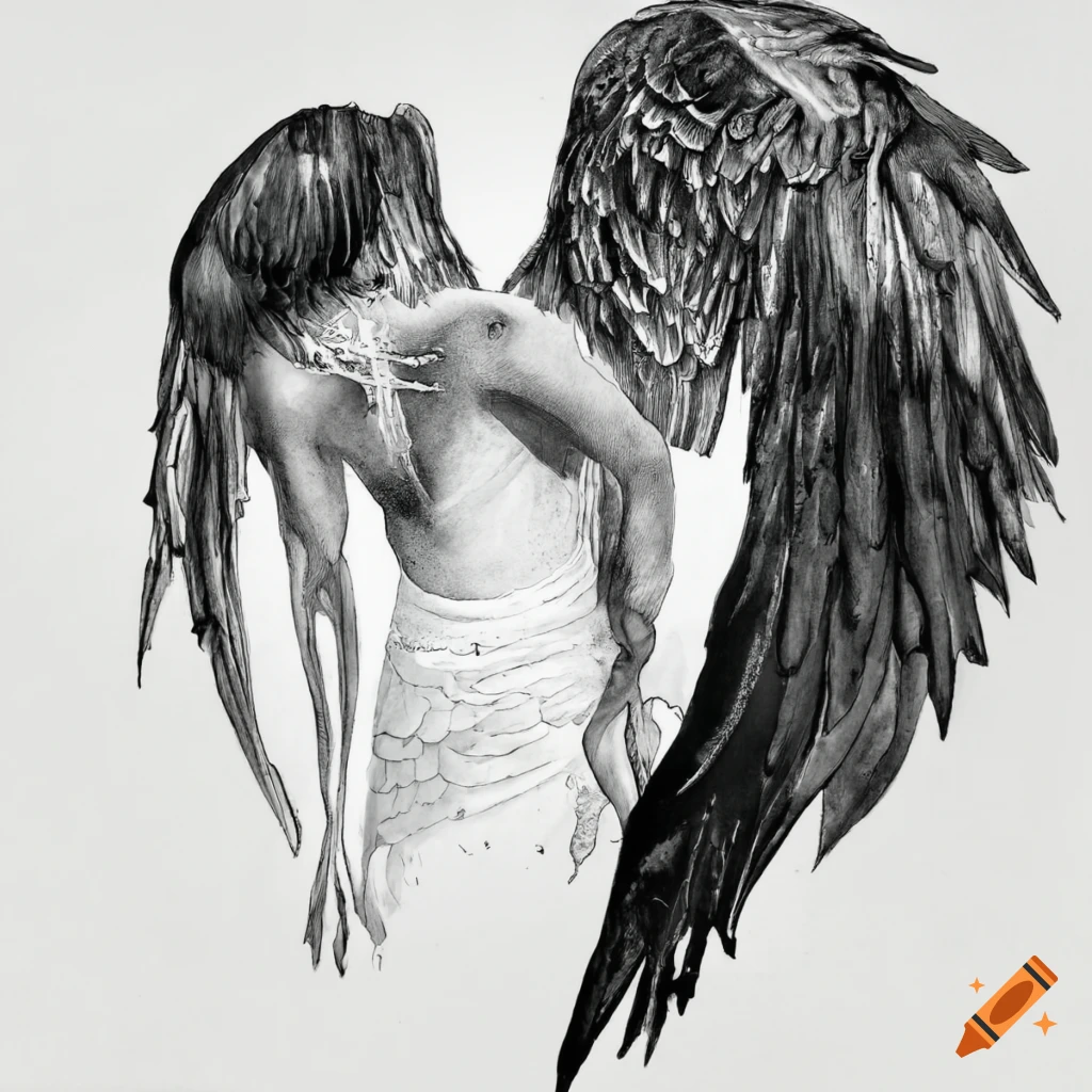 Fallen Angel Wings Sketch