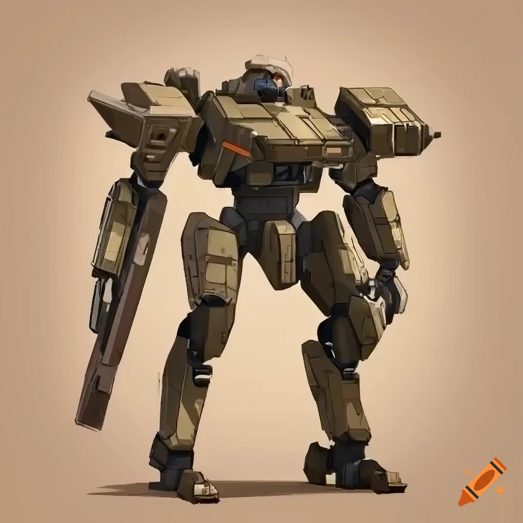 Anime-style humanoid sniper mech in desert camouflage on Craiyon