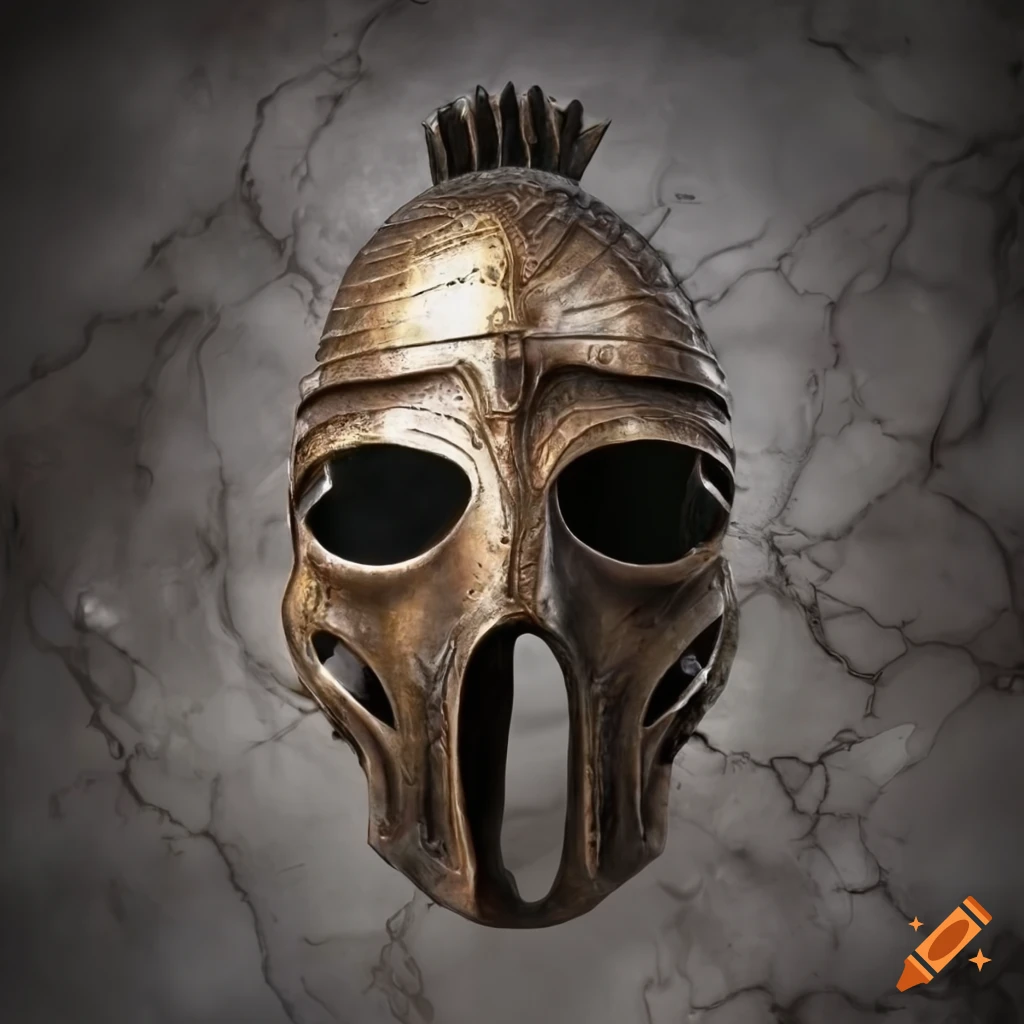 Biomechanical centurion galea death mask sculpture