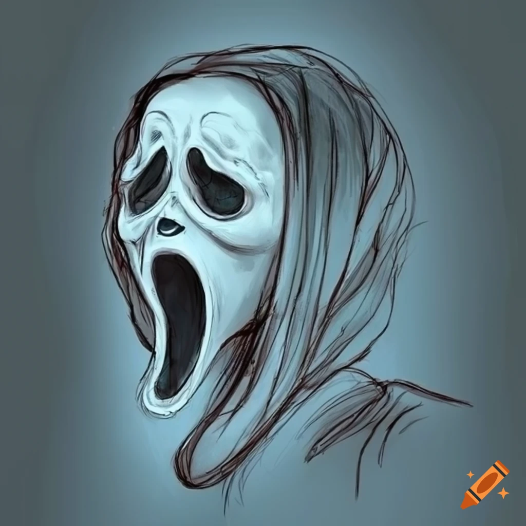 Sketch of a screaming face on Craiyon
