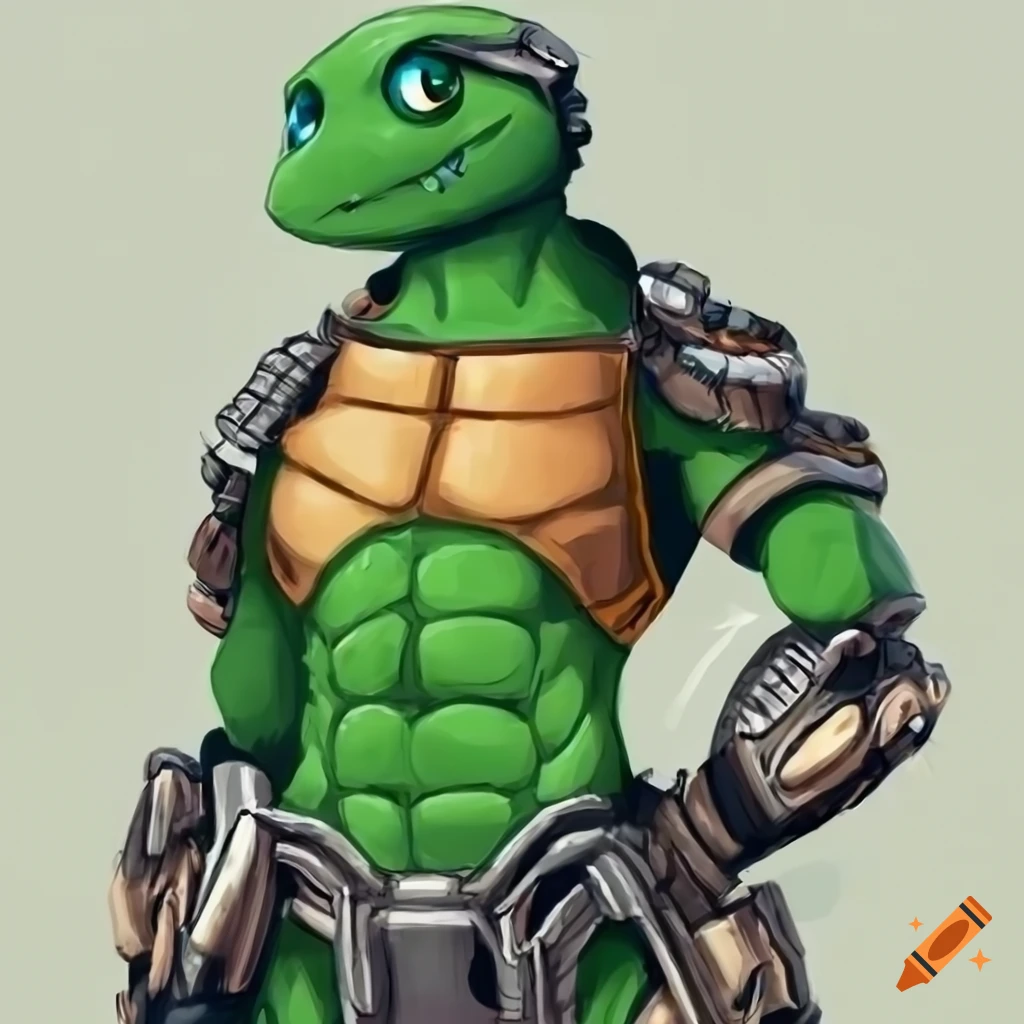 Anthro turtle cyborg artwork on Craiyon