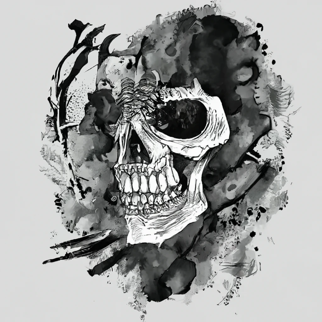 Intricate manga artwork of a skeletal character on Craiyon