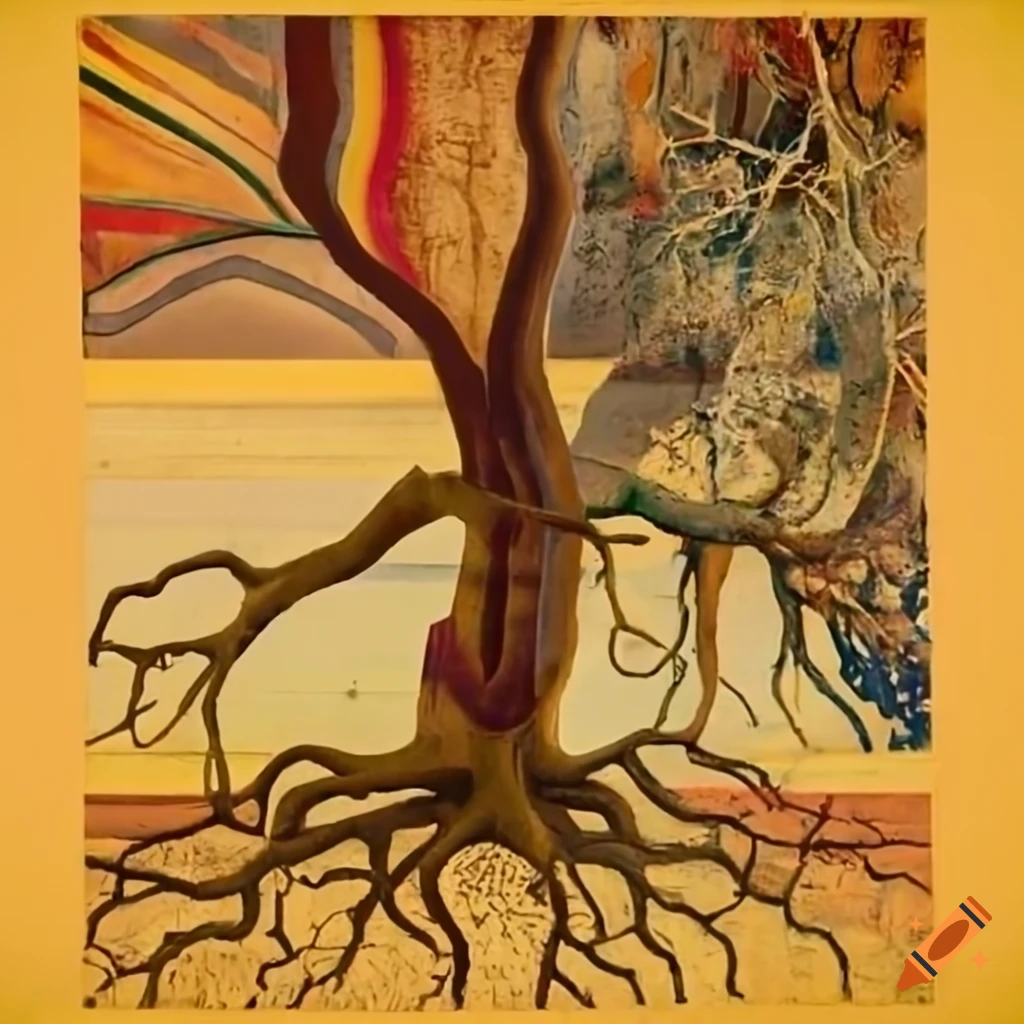 Max Ernst surreal collage of tree roots on Craiyon