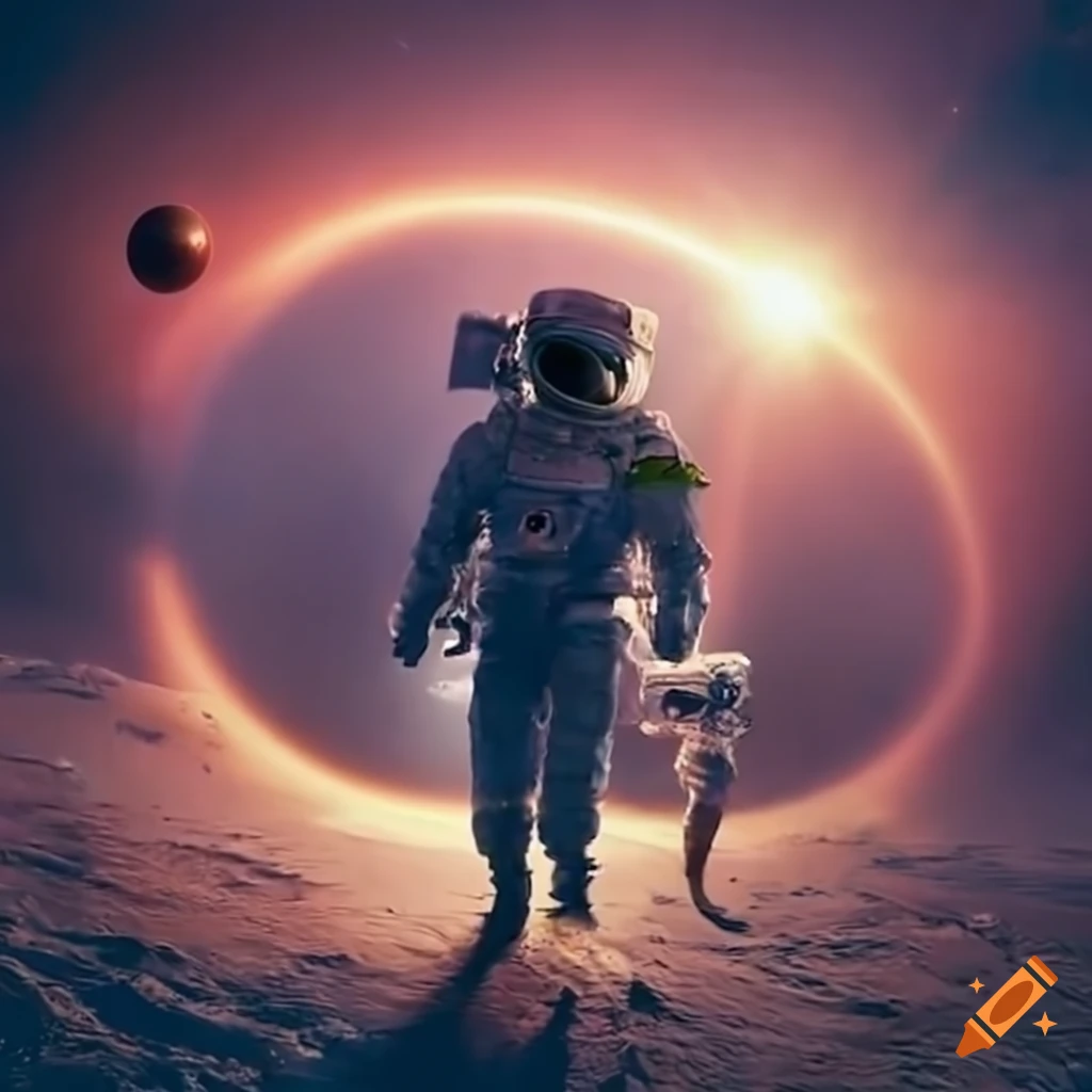 Image of an astronaut observing planet destruction on Craiyon